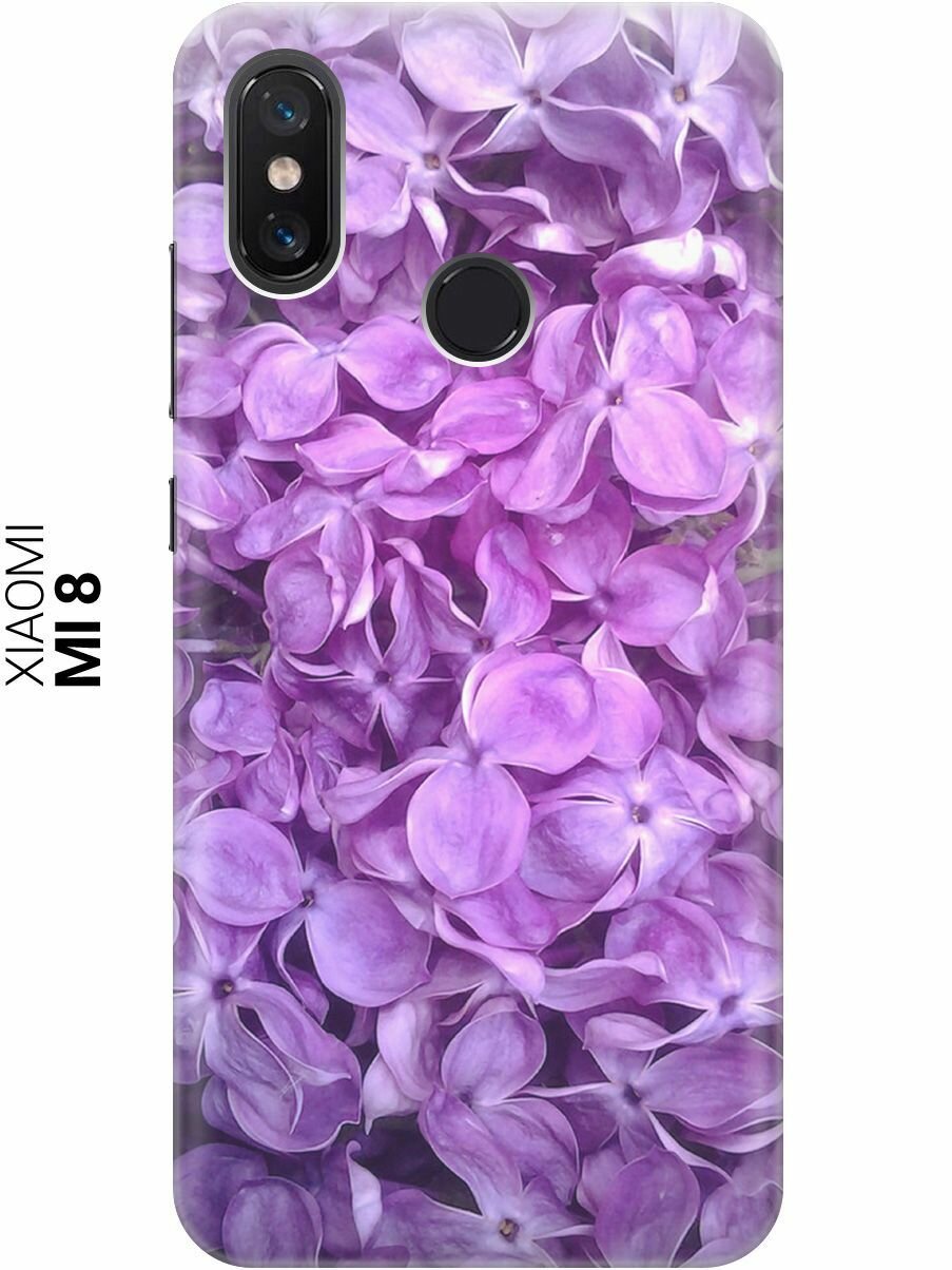 Силиконовый чехол на Xiaomi Mi 8, Сяоми Ми 8 с принтом "Цветы сирени"