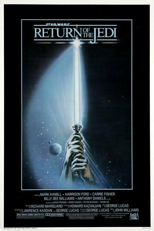 Плакат, постер Звездные войны: Эпизод 6-Возвращение Джедая (Star Wars Episode VI-Return of the Jedi), Ричард Маркуэнд на холсте, размер 60х84см