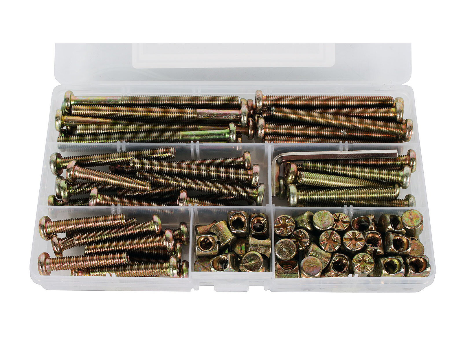 Набор винтов стяжных М6 35-80мм с круглыми гайками 110 предметов