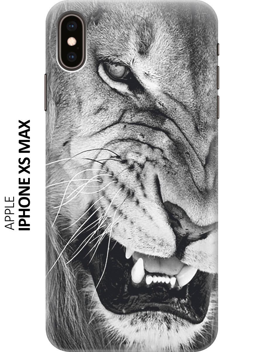 Силиконовый чехол на Apple iPhone XS Max / Эпл Айфон Икс Эс Макс с рисунком "Скалящийся лев"