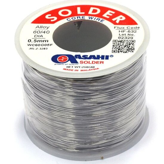 Припой с флюсом Asahi Припой WC60G05F, 0.5мм 0.25кг Sn60/Pb40 (HF532 флюс RMA)