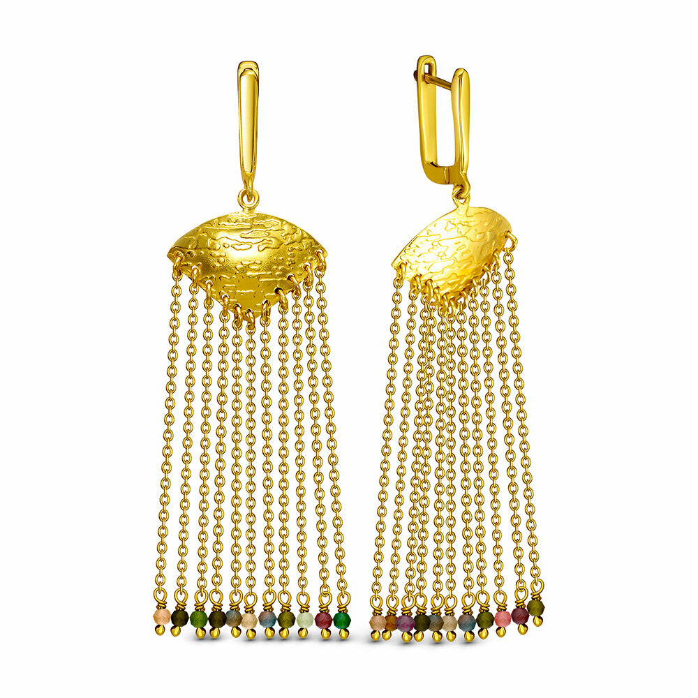 Серьги, серебро, 925 проба, турмалин