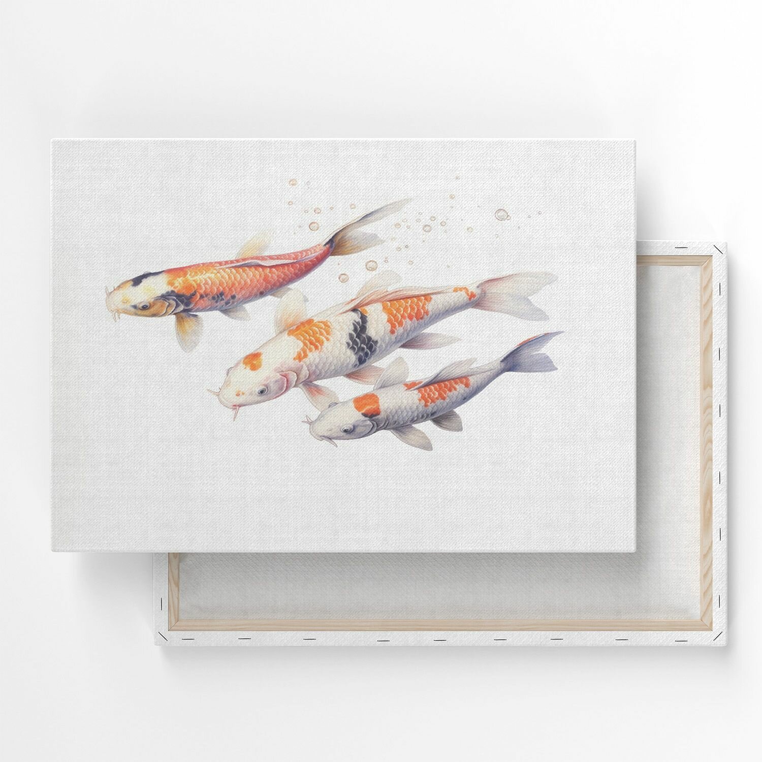 Картина на холсте, репродукция / Карпы кои / Размер 40 x 53 см