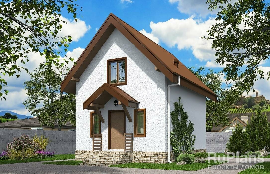 Одноэтажная баня с мансардой (72 м2, 8м x 6м) Rg5596