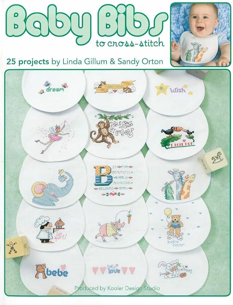 Буклет со схемами для вышивания "Baby Bibs 25 projects" / Leisure Arts, 4028