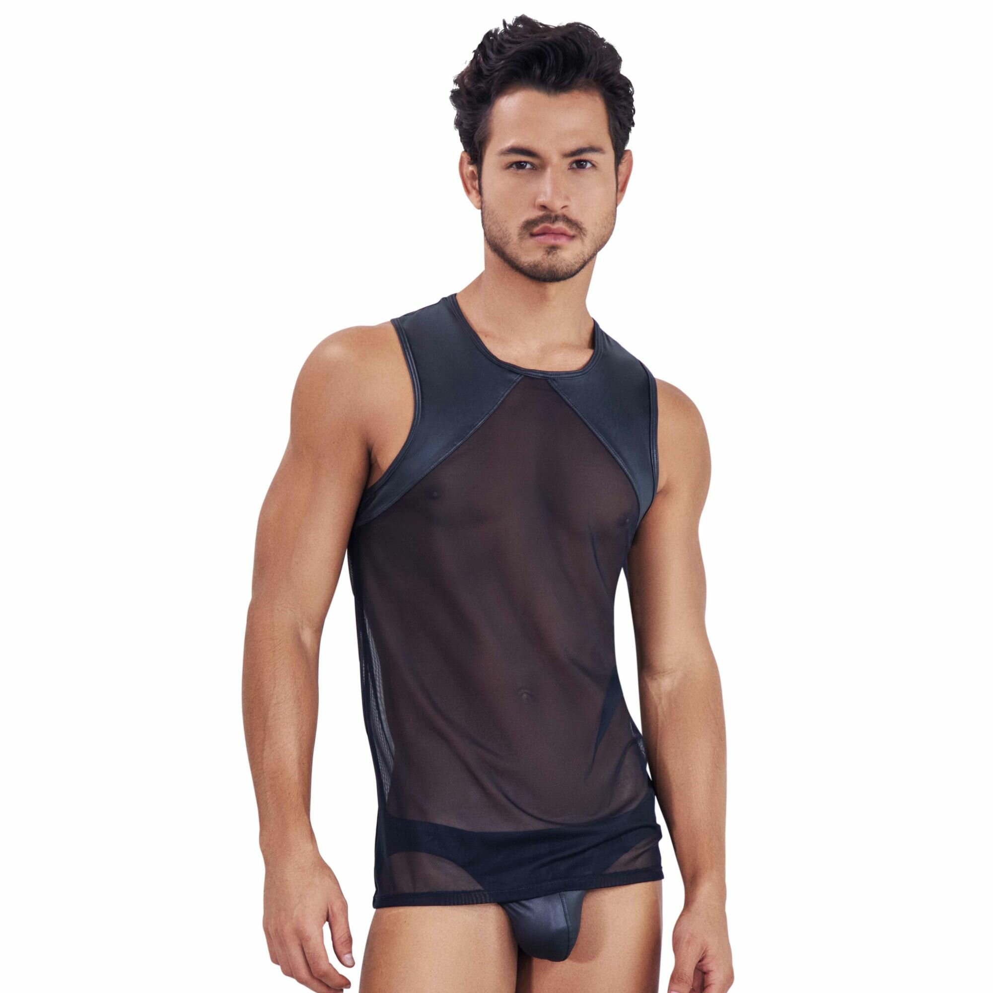 Черная прозрачная мужская майка Audacy Tank Top. Цвет - черный. Производитель - Clever Masculine Underwear