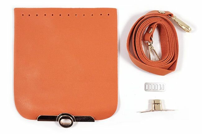 Набор для изготовления сумок из экокожи малый №11 оранжевый (14,5х13 см)