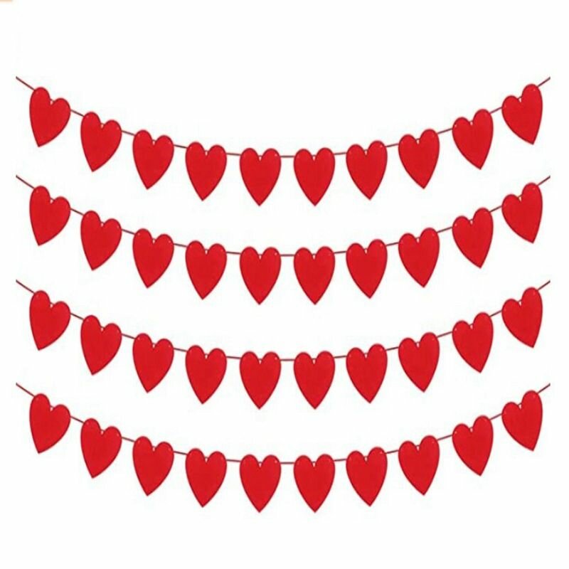 Гирлянда растяжка Сердце, красное 10 шт на ленте