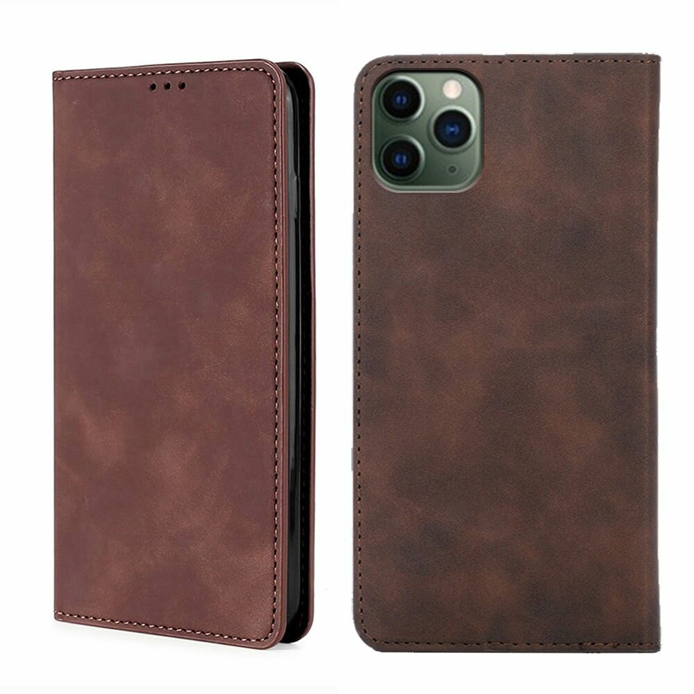 Чехол-книжка MyPads для Apple iPhone 11 Pro / Айфон 11 Про мягкое прикосновение (коричневый)