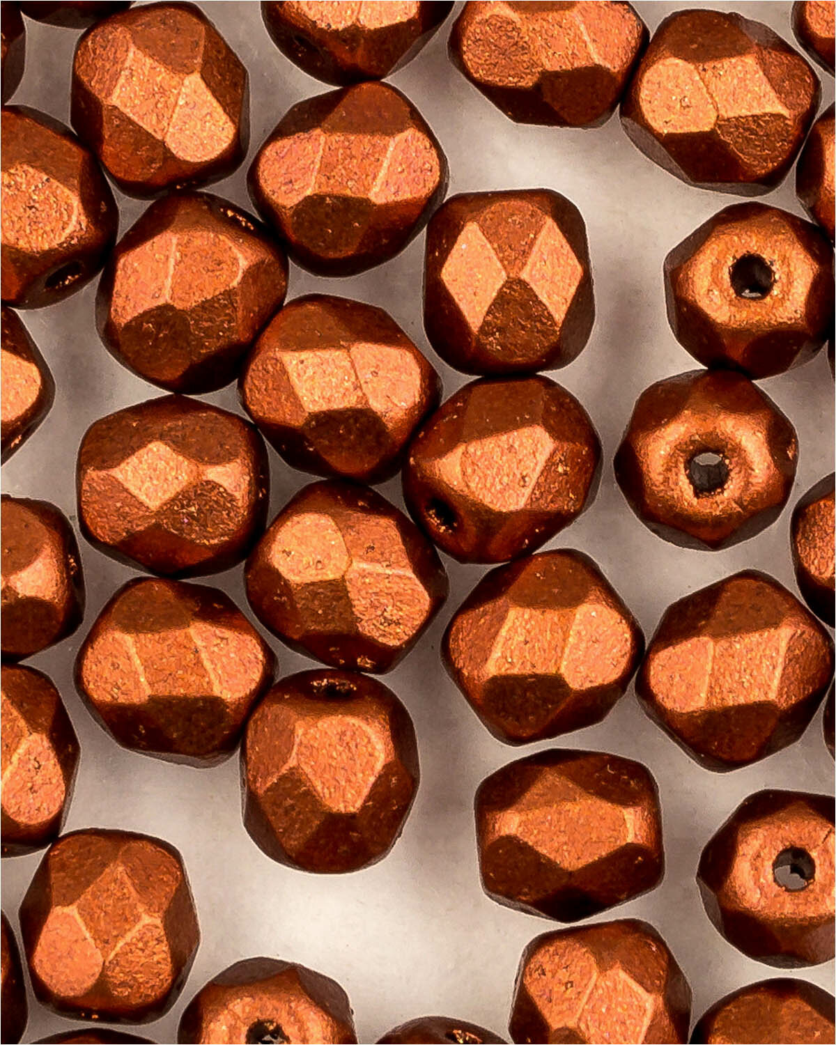 Стеклянные чешские бусины, граненые круглые, Fire polished, 4 мм, цвет Copper, 250 шт.