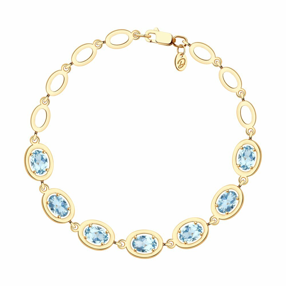 Браслет, красное золото, 585 проба, топаз