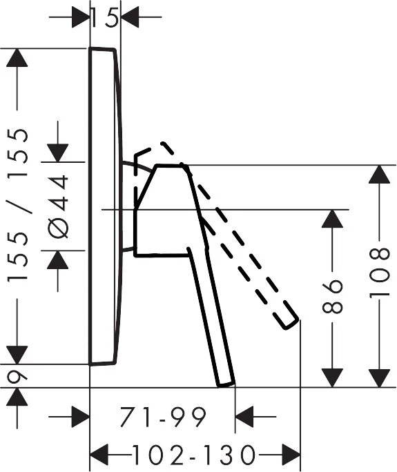 Hg logis loop встраиваемый смеситель для душа на 1 источник, внешняя часть цвет: хром 71267000 Hansg
