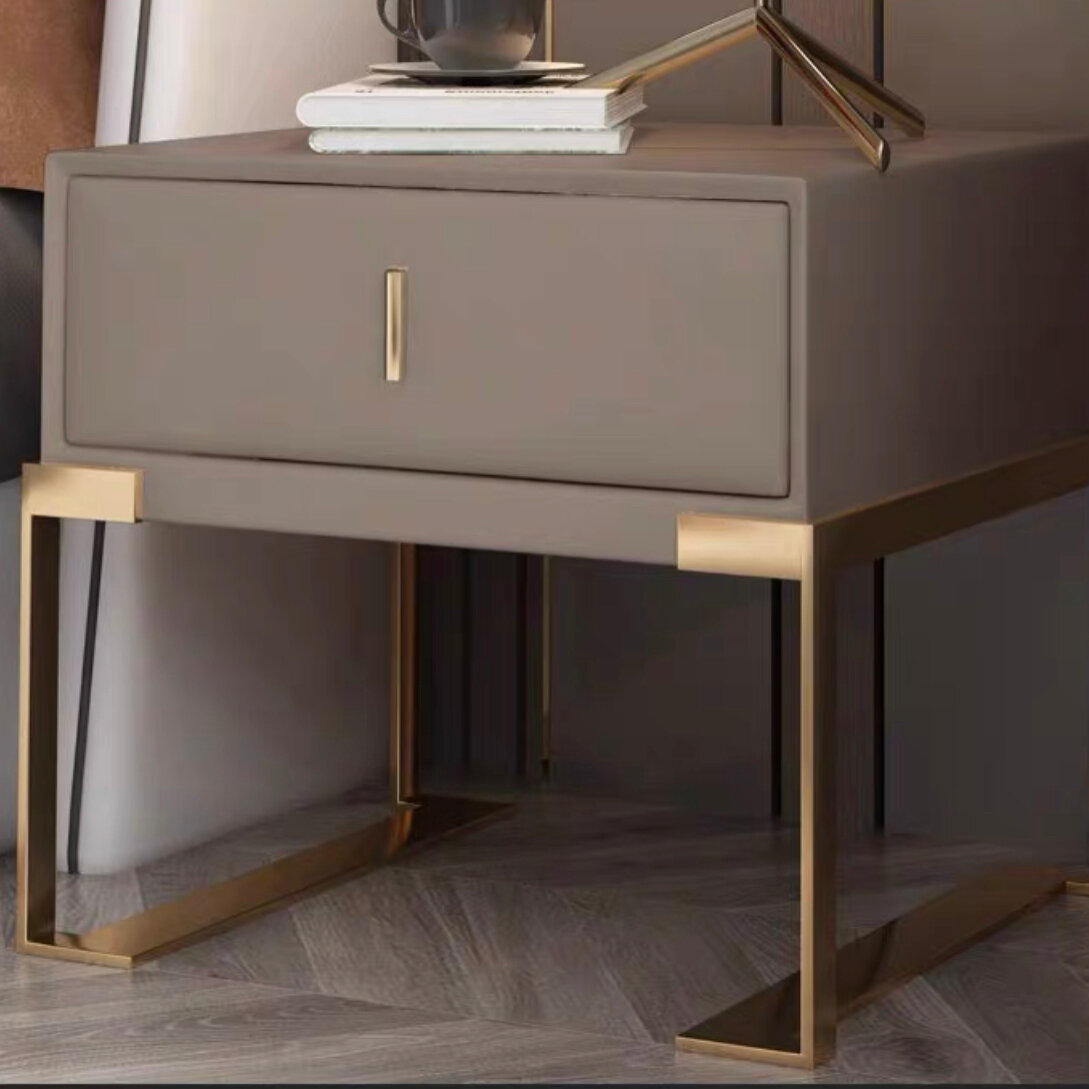 Прикроватная тумбочка Minera (Основание золото / цвет хаки)