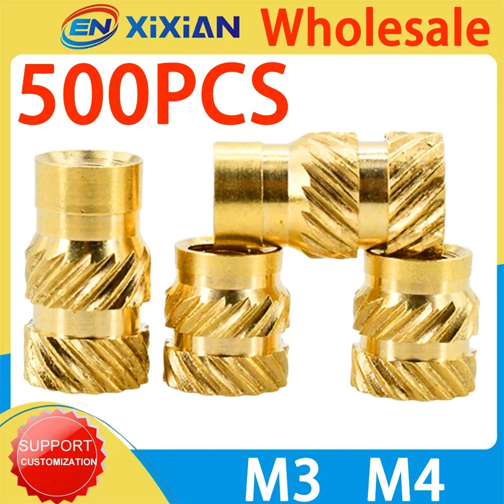 Гайки M3 M4 латунные с медной вставкой для 3D-принтера 500 шт M4(OD5mm), Length 5mm