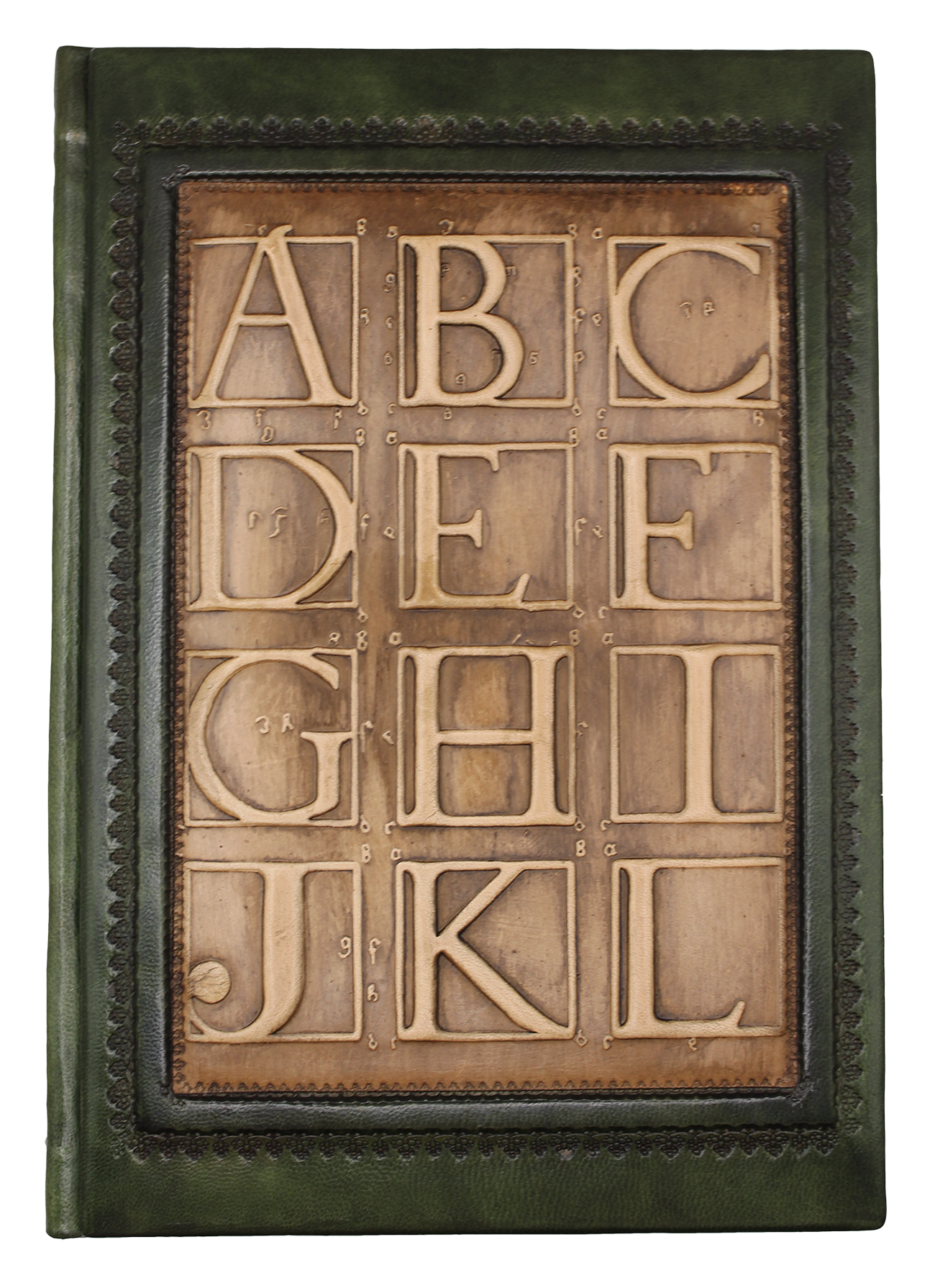 Ежедневник из натуральной кожи "ABC" 15х22 см. Зеленый. Сменный блок.