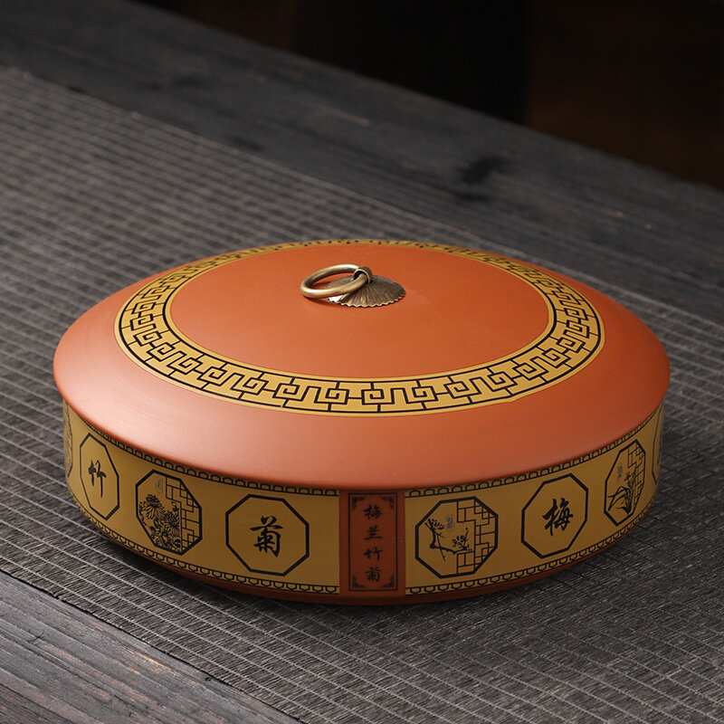 Фиолетовая глиняная керамическая банка для чая, упаковка для пуэр-чая, штабелируемая банка 357 г, производитель, оптовая продажа, легкая роскошь, ретро