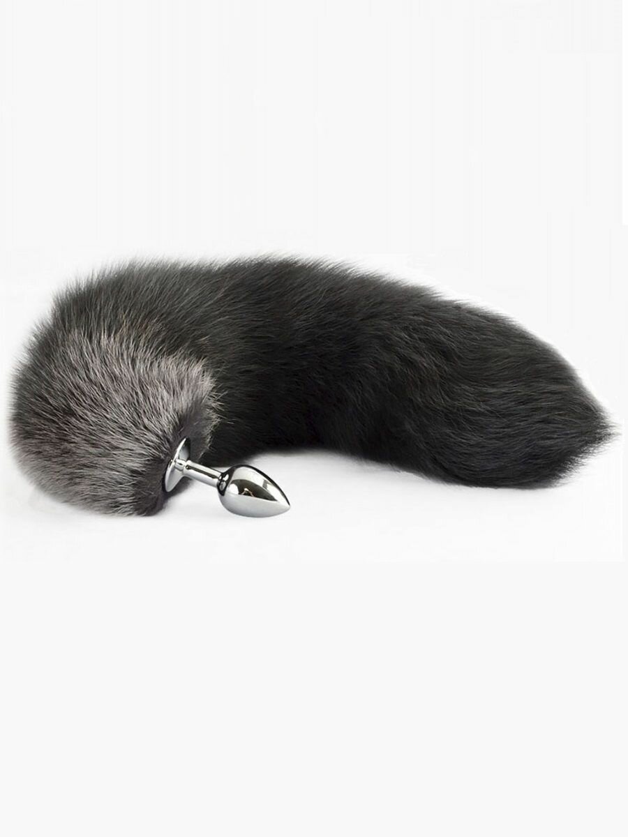 Анальная пробка с хвостом из натурального меха, 6см