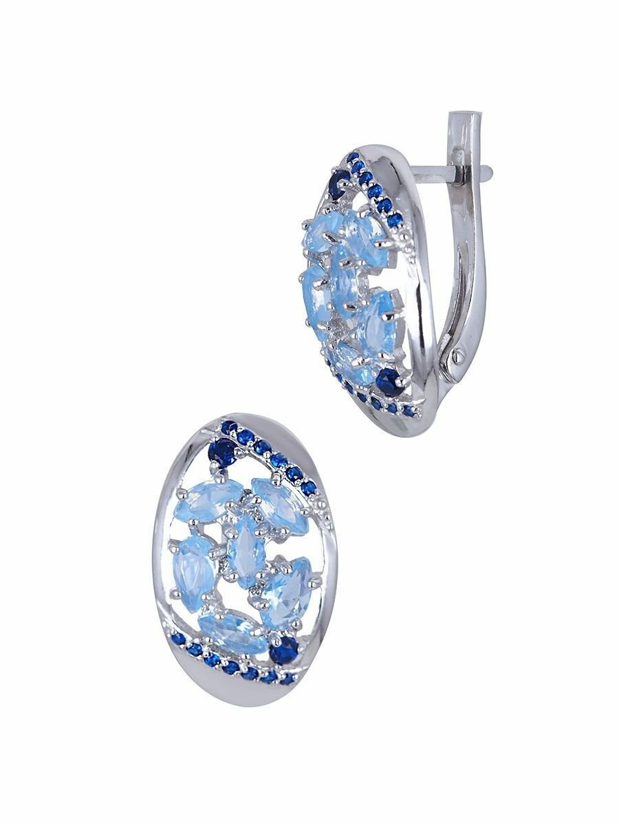 Серьги, серебро, 925 проба, фианит, кварц синтетический