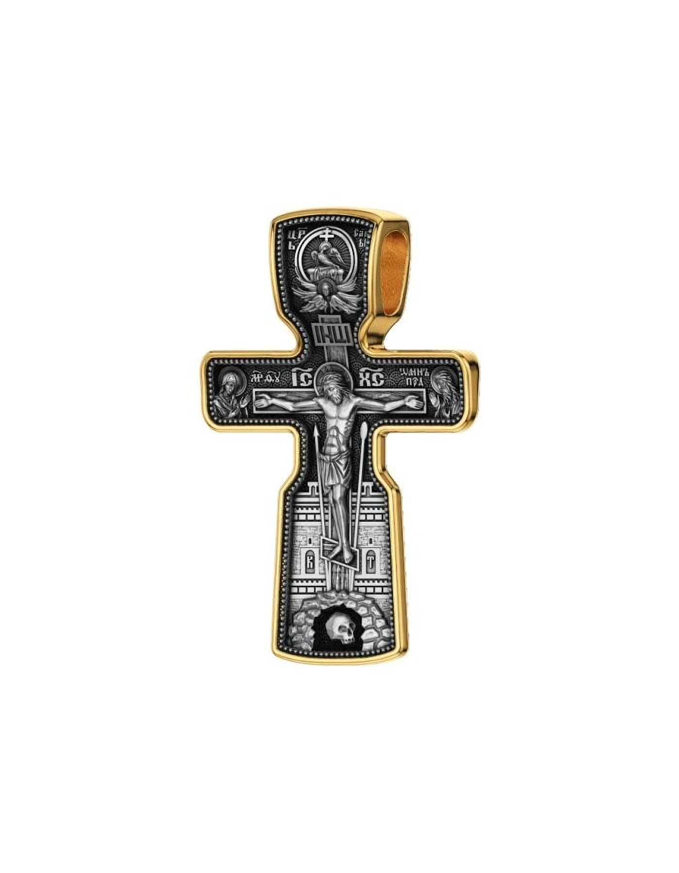 Крестик, серебро, 925 проба, золочение