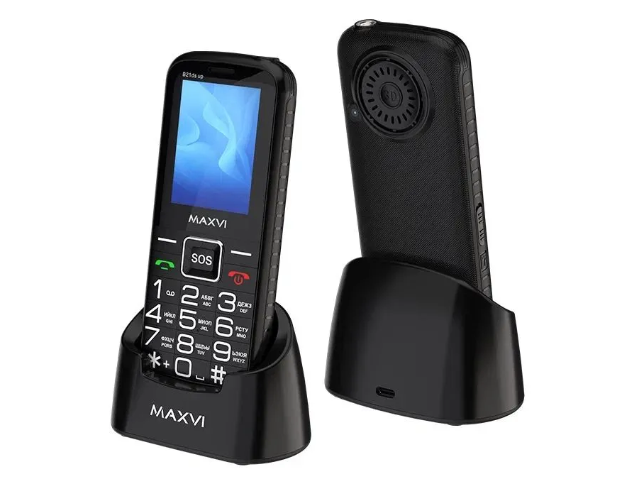 Мобильный телефон Maxvi B21ds up Черный 2 sim 2.4″ цветной GSM 2300 mAh