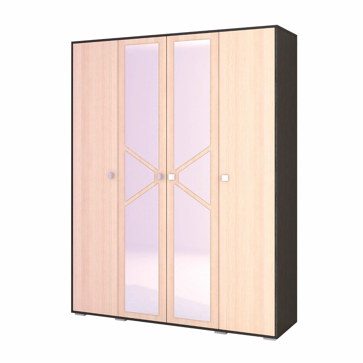 Шкаф распашной с зеркалом Ненси 2 170,0х220,0х50,0 см, венге/дуб молочный