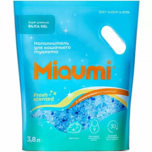 Miaumi Fresh Наполнитель для кошачьего туалета силикагелевый впитывающий, 3.8 л.