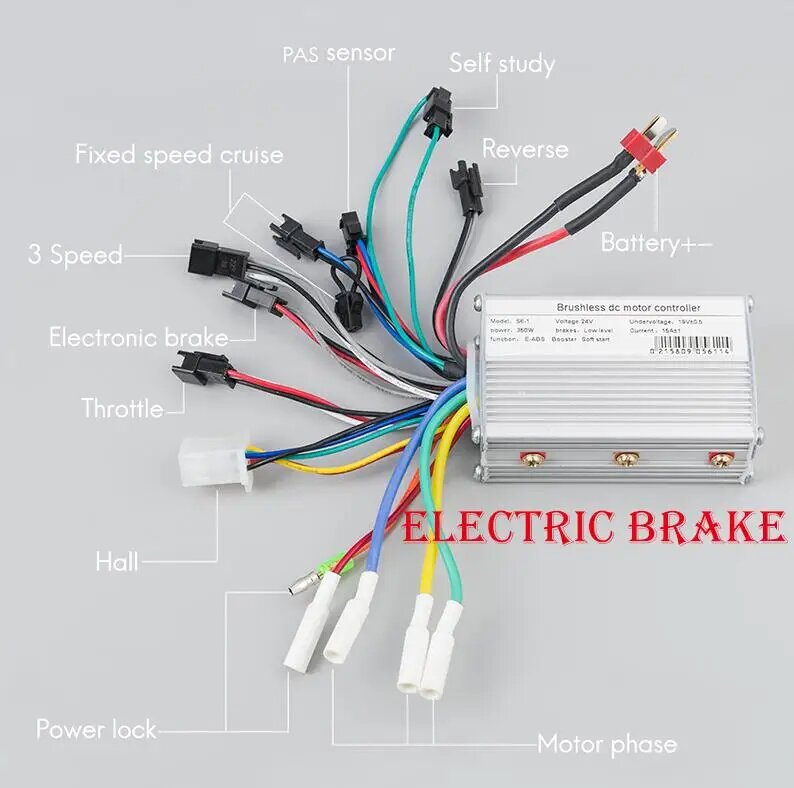 Kun Ray Контроллер для электровелосипеда 24В 36В 48В 250Вт 350Вт 15А Electric 36V 350W