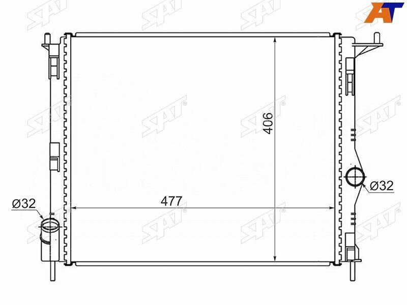 . SAT Радиатор охлаждения двигателя для Nissan Almera 12-19, Renault Logan 04-16,