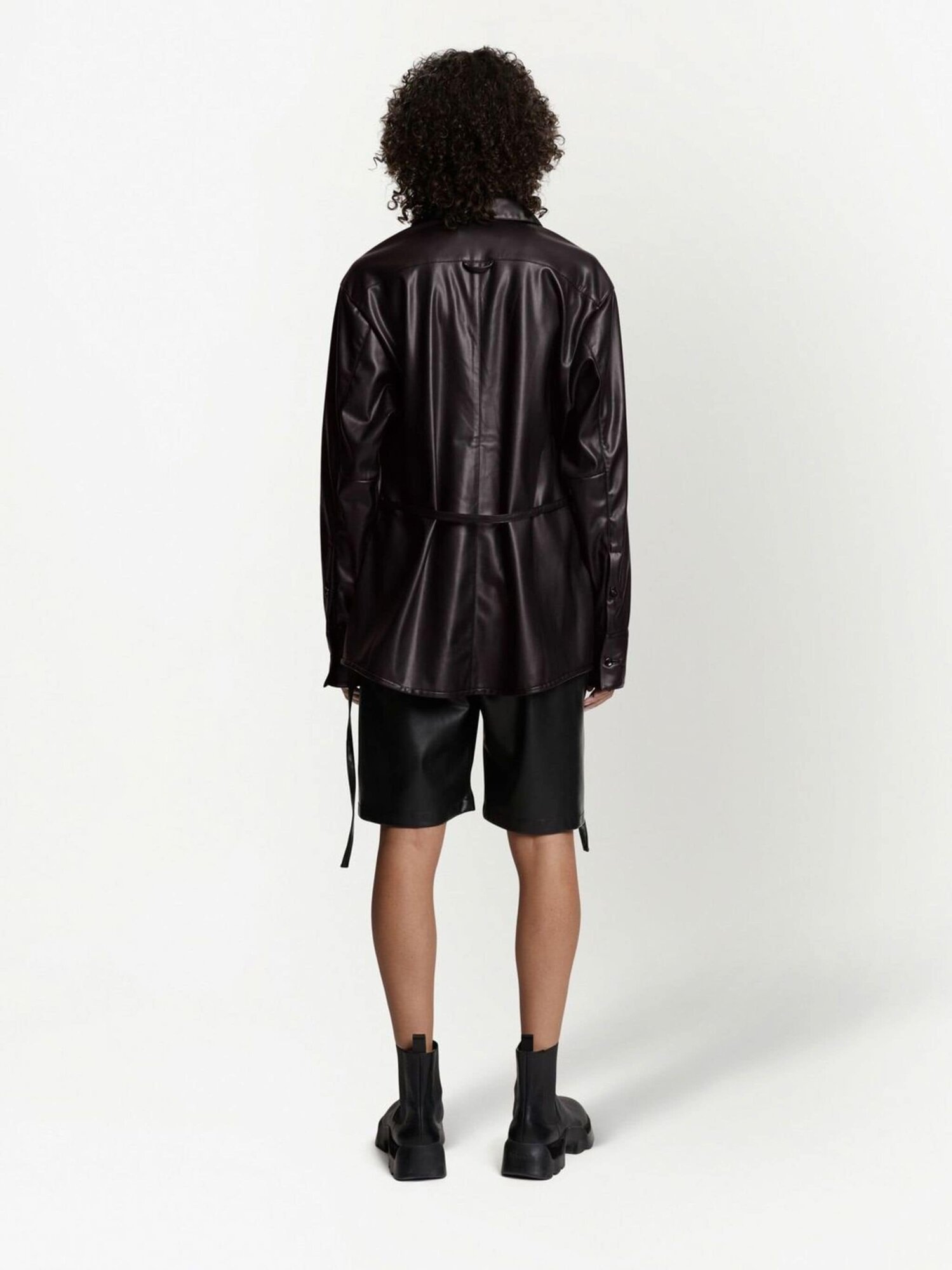 Куртка Proenza Schouler White Label Faux-leather shirt jacket, размер 8, черный — фото 1