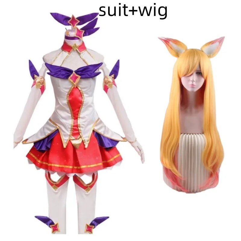 Косплей костюм Звездная стража Ари Девятихвостая лиса, топ и юбка, полиэстер S, suit wig ears