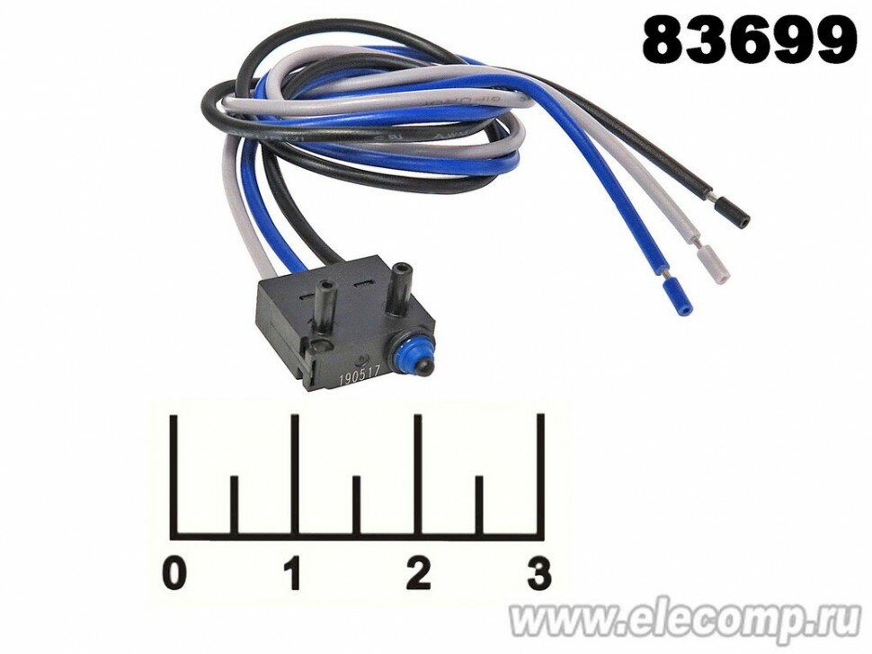 Кнопка тактовая влагозащищенная на проводе КВП303-130EА49 3 провода