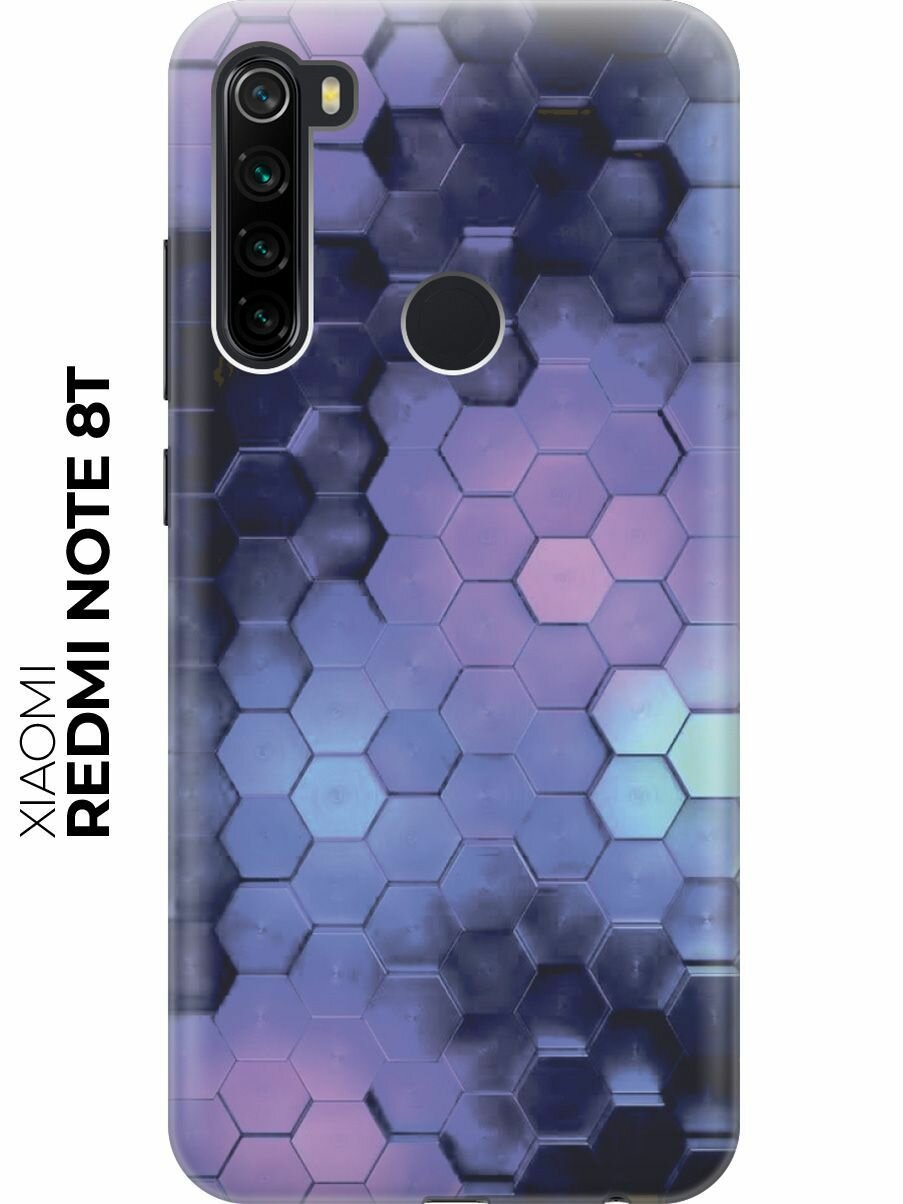 Силиконовый чехол Сиреневые соты на Xiaomi Redmi Note 8T / Сяоми Редми Ноут 8Т
