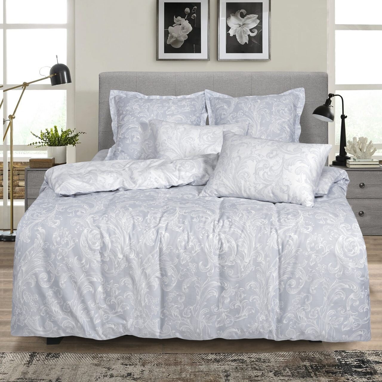 Постельное белье 2-сп с европростыней Сатин (2 наволочки 70х70) Арт. 706 "Афина"