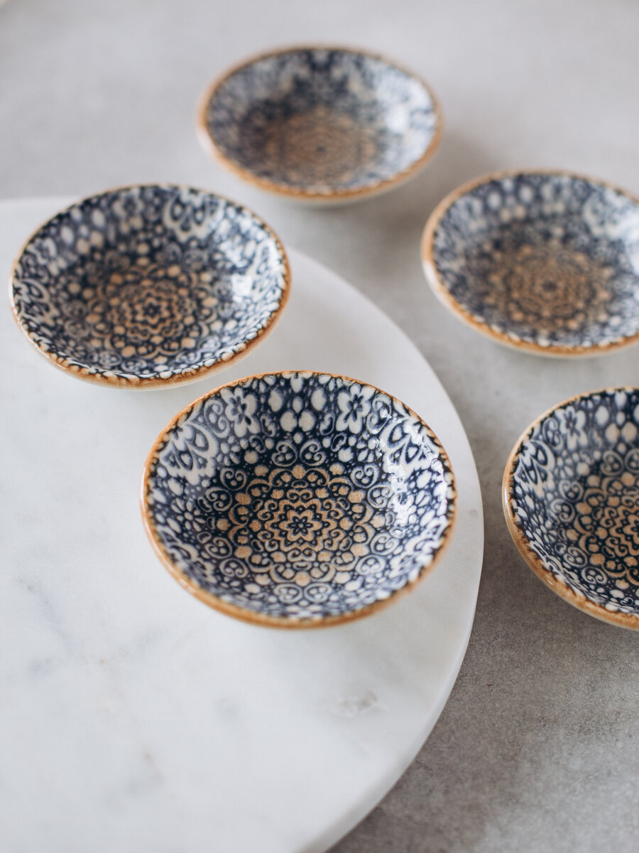 Набор соусников объем 50мл, диаметр 9см, 2 штуки фарфор, синий, Bonna Alhambra