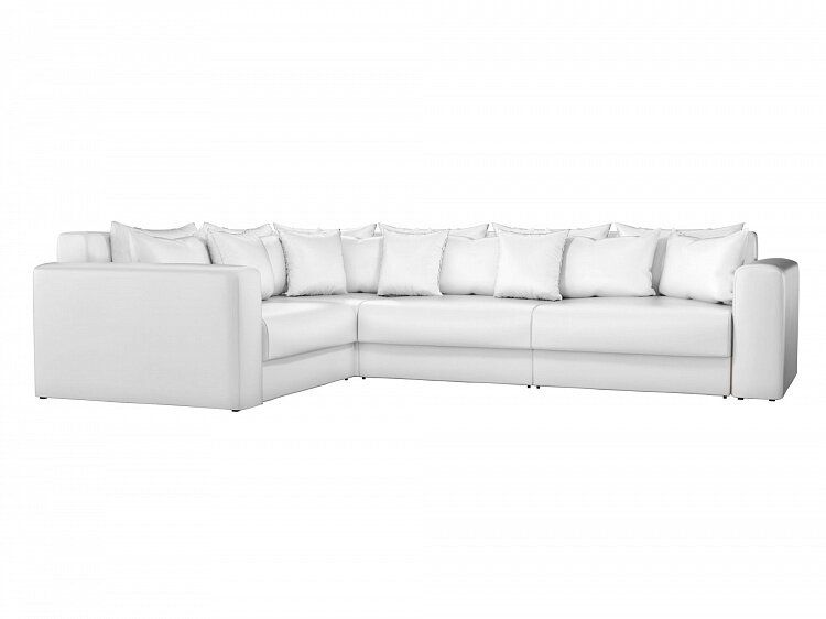 Угловой диван Мэдисон Long белый экокожа, еврокнижка, 335х230х90 см, с ящиком для белья