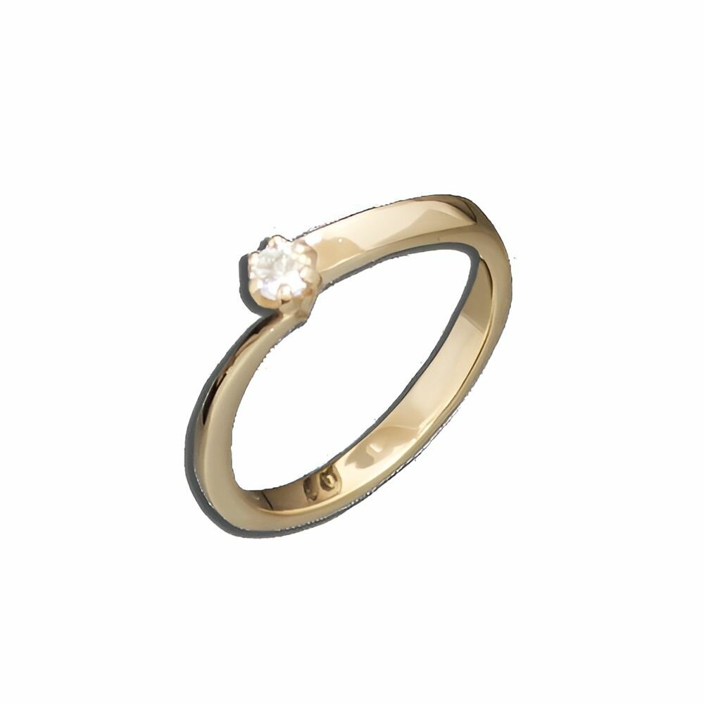 Кольцо, серебро, 925 проба, золочение, фианит