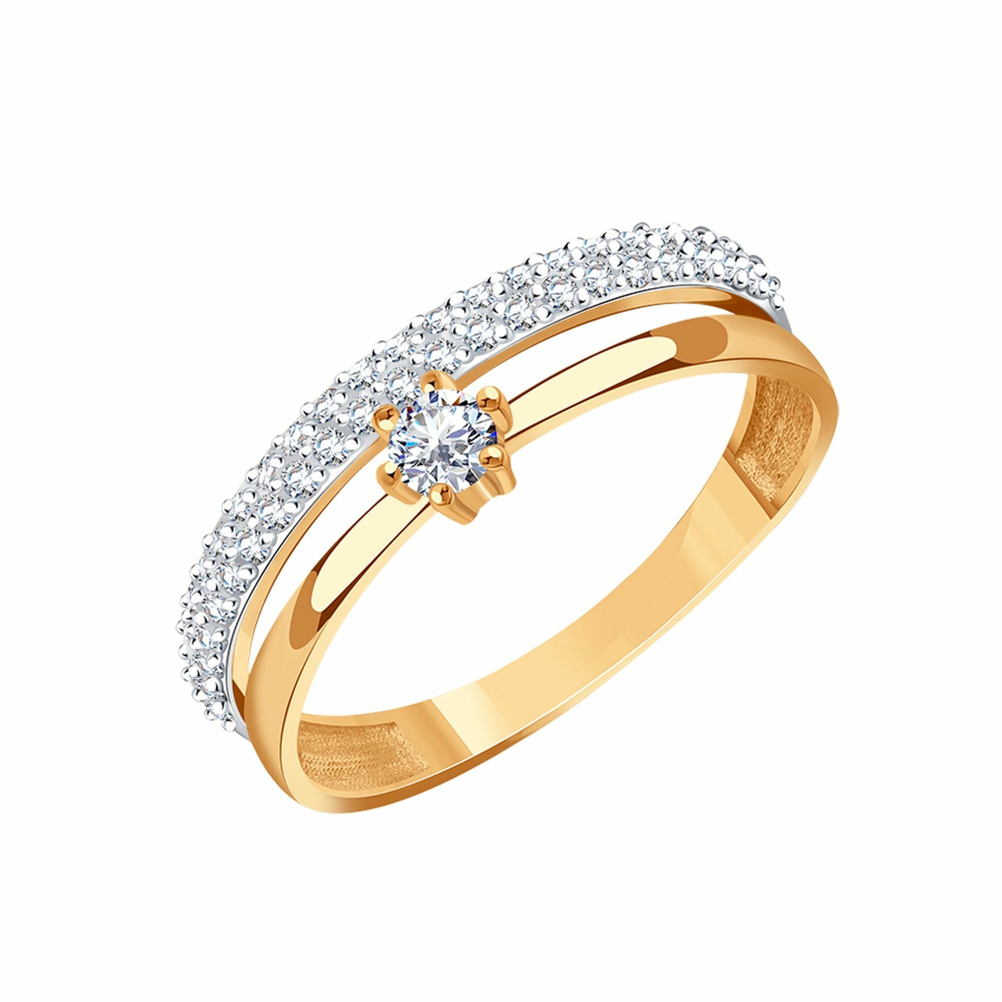 Кольцо, красное золото, 585 проба, фианит