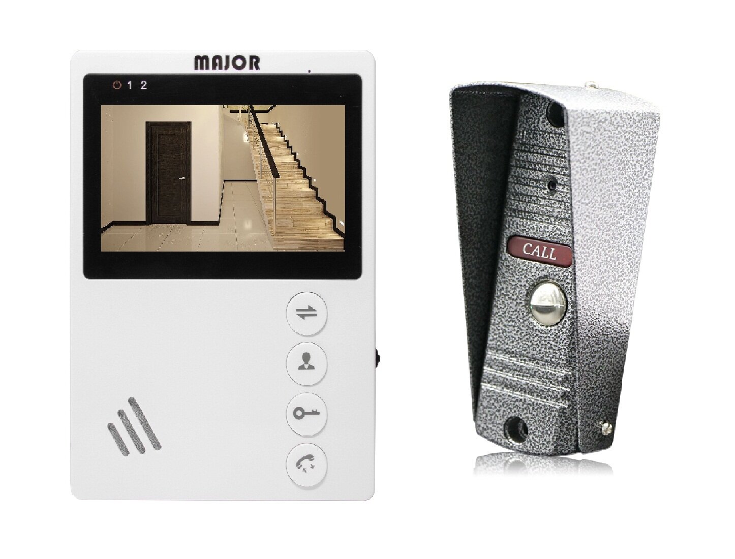 Комплект видеодомофона SOLO для дома, квартиры без трубки, экран 4.3" с уличной вызывной панелью(серебро), кнопка открытия замка,220 В