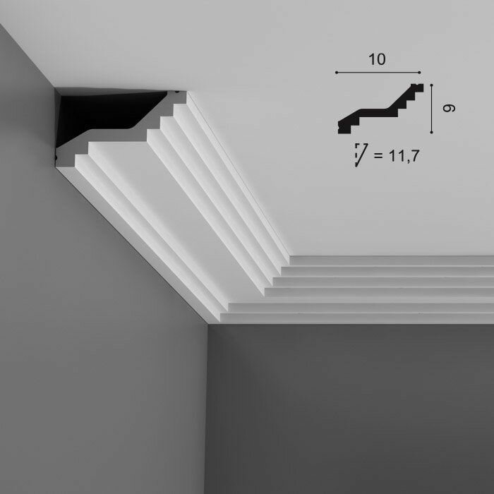 Карниз Гладкий Orac Decor С400 Д200xШ10xВ6 см Лепнина из Полиуретана / Орак Декор.