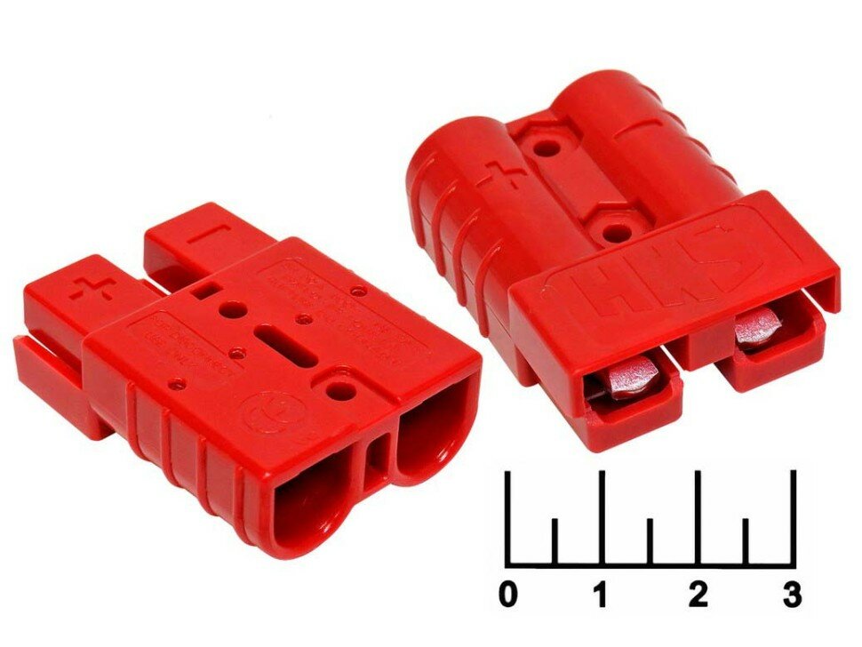 Разъем силовой 2pin 50A 600V BMC 2S (8AG) красный (Anderson)
