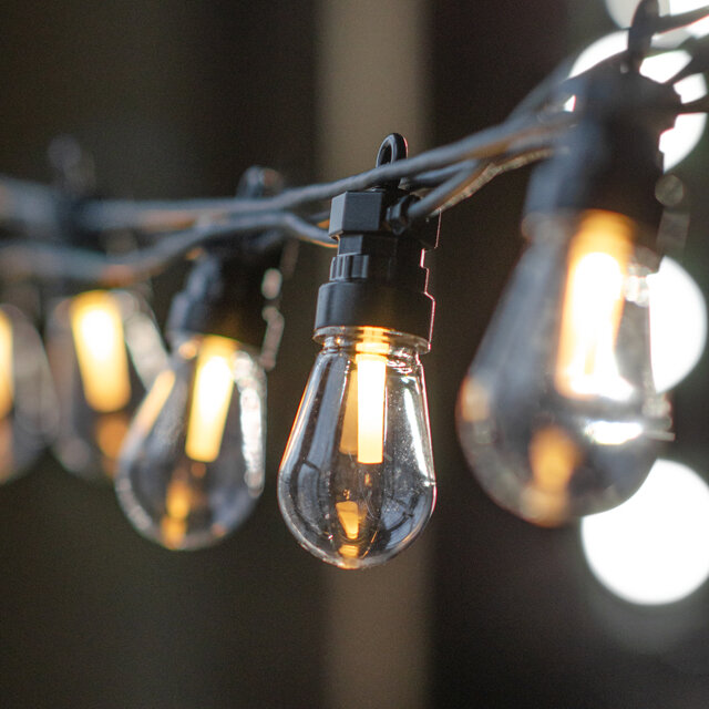 Гирлянда из лампочек Edison Party Lights 10 м, 20 ламп, теплые белые LED, черный ПВХ, соединяемая, IP44, Winter Deco, ECO-020-E-BCWW-A