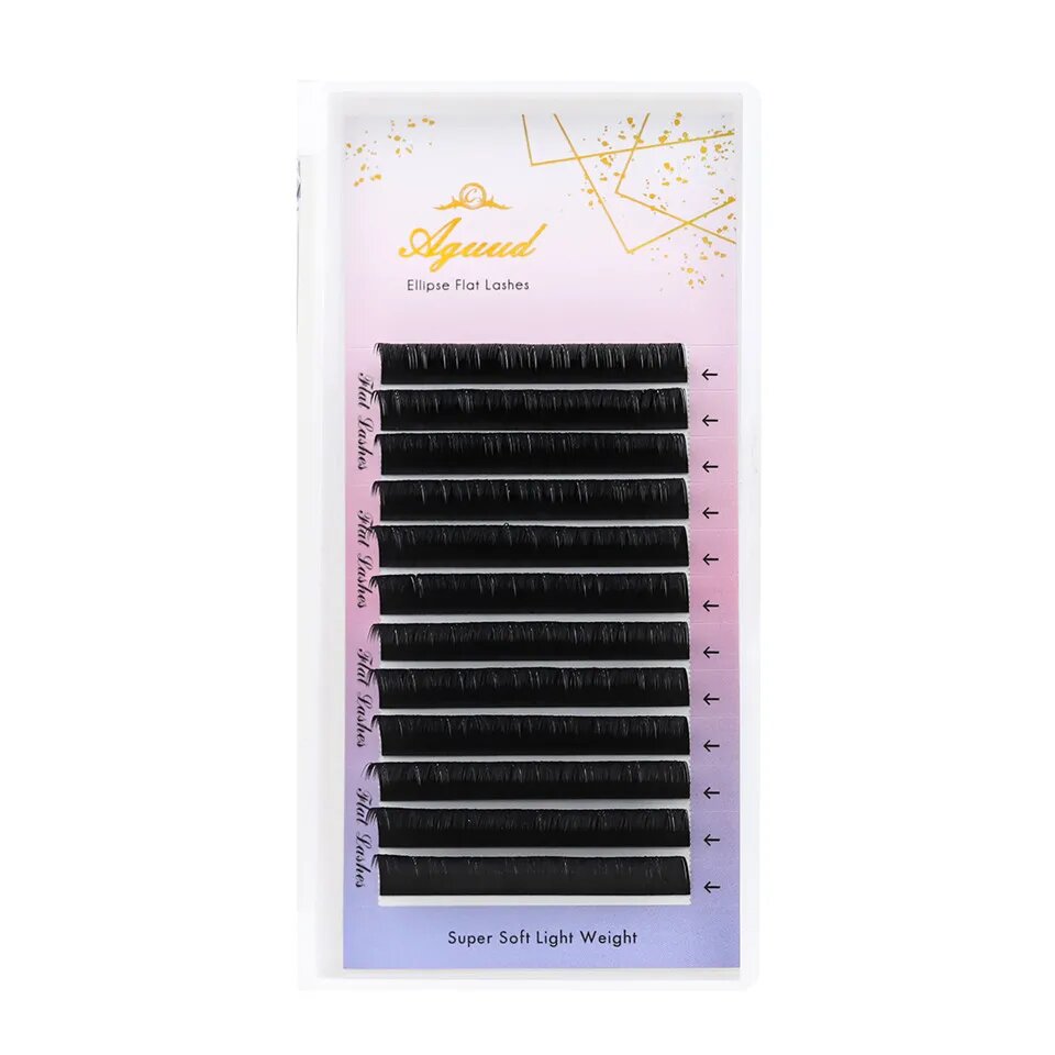 AGUUD Ellipse Flat Lashes, B изгиб, 0.20 мм, MIX (8-15)