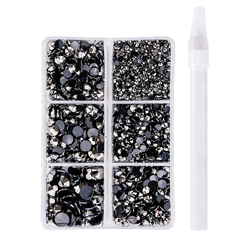 Стразы черные из смолы 4500 шт. jet-hematite