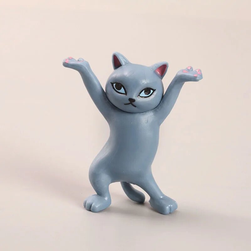 Фигурка кота в танце, серая