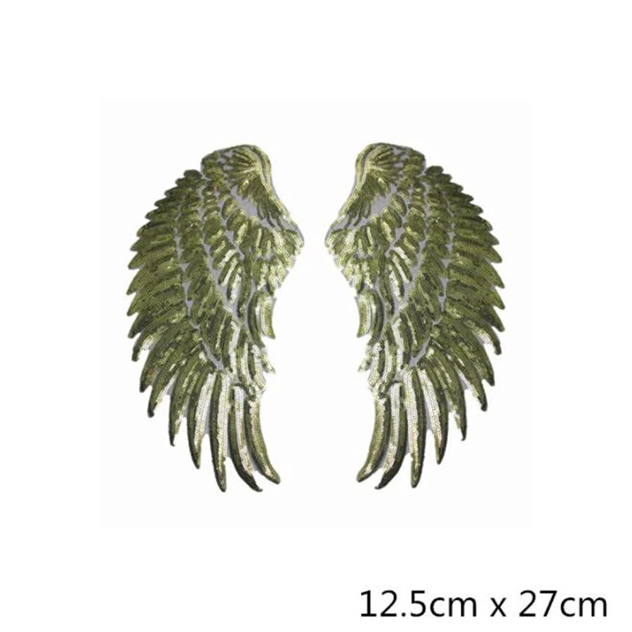 Термоклейкие нашивки крылья ангела с блестками BU196-5 Middle Glod
