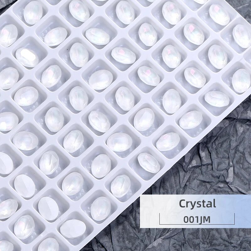 Стразы для ногтей Crystal JM, белые, 6x8 мм