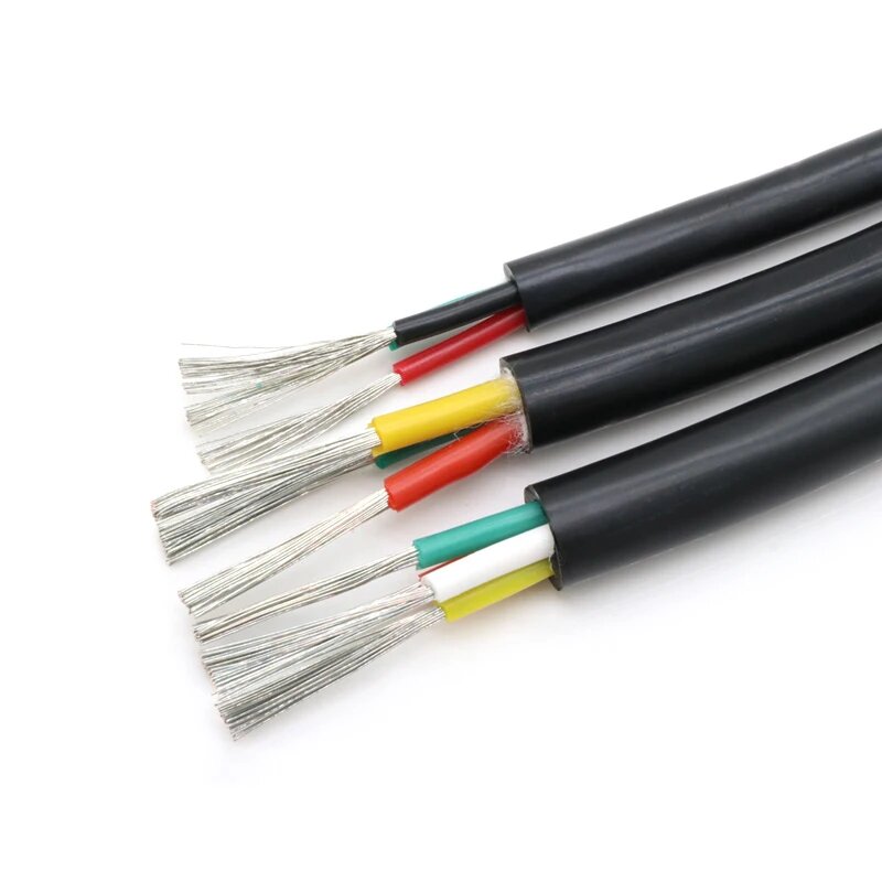 Многожильный силиконовый провод 2/3/4/6 жил, 1-10 м Square 2.0mm 14AWG, Black, 2 cores x 1M