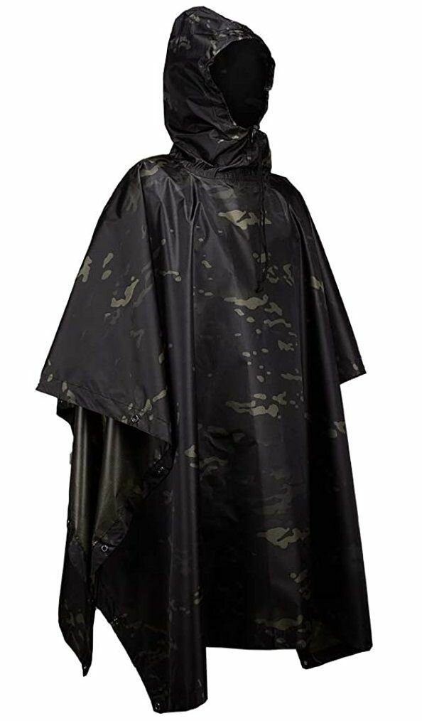 Пончо-дождевик туристический AimaMore камуфляж черный