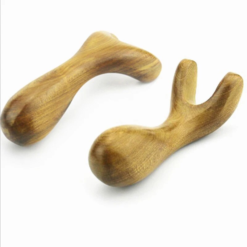 Ручная Массажная палочка, вьетнамский деревянный двухзубчатый меридиановый массажер, массажер для точечного массажа тела, используется для массажа боли в мышцах