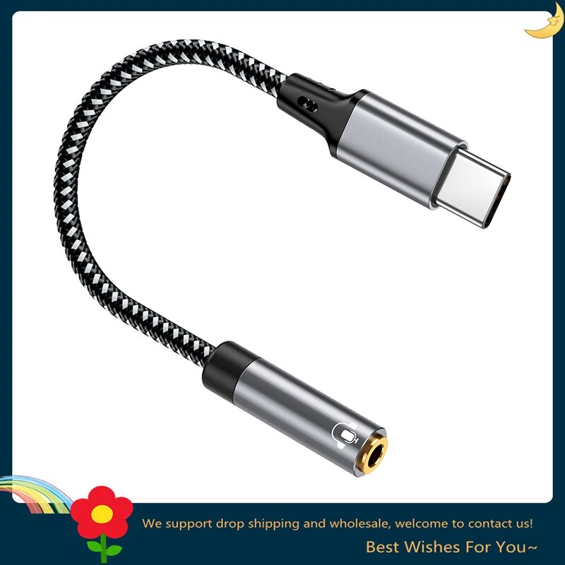 Адаптер GRWIBEOU Type C на 3,5 мм (гнездо для наушников) TRR - USB C, аудиокабель-донгл для наушников, колонок, автомобильной стереосистемы